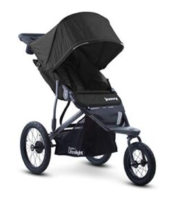 joovy zoom 360 ultralight jogging stroller, large canopy, lightweight jogger, extra large air filled tires, black