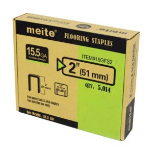 meite 15.5 gauge flooring staples, 2-inch length 1/2-inch crown hradwood floor staples collated galvanized flooring staples (5,014 counts)