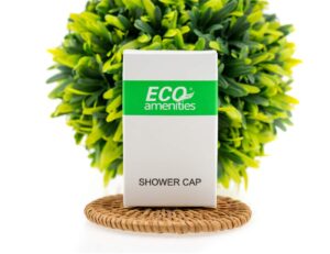 eco amenities disposable shower caps for home hotel vacation rental hair salon, individually boxed package full size adult, case of 100