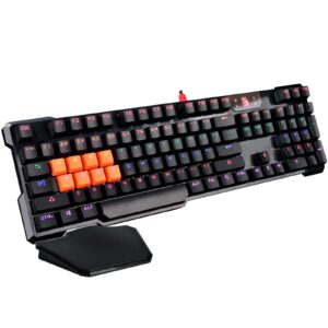 b720 light strike optical gaming keyboard (smooth/linear) - comfort wrist pad - faster than mechanical - 0.2ms key response neon led backlit - water resistant [lk black]