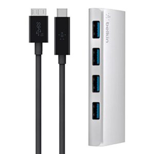 belkin 4-port usb-c hub with cable - black (f4u088vf)