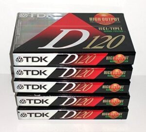 tdk d120 high output precision rigid construction mechanism iec i / type i normal bias audio cassette tapes - 5 pack