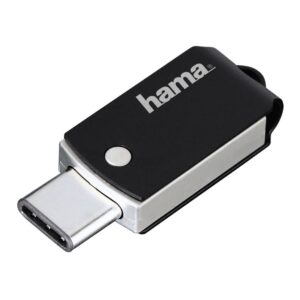 hama 114975 c-turn flashpen 16 gb type c usb 3.0 flash drive - black/silver