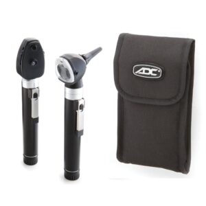 adc otoscope/ophthalmoscope diagnostic set, pocket size, led lamp, 2.5v, soft case, diagnostix 5110nls, black