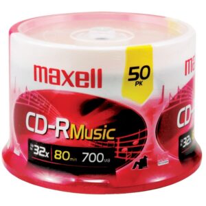 new - maxell 625156 - cdr80mu50pk 80-minute music cd-rs (50-ct spindle)