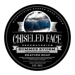 summer storm by chiseled face — handmade luxury shaving soap — rich, thick lather — smooth, comfortable shaves — tallow-based soap — made in the usa