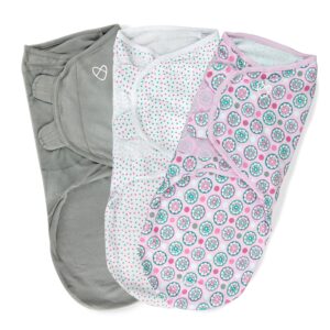 swaddleme original swaddle – size large, 3-6 months, 3-pack (floral geo)