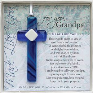 sentimental gift for grandpa from granddaughter/grandson for father's day/christmas/birthday-handmade in usa glass cross-religious gift for grandpa -gift for grandfather