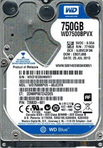 western digital blue wd7500bpvx 750 gb hard drive - 2.5 internal - sata