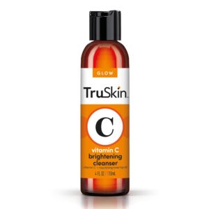 truskin vitamin c cleanser for face - brightening face wash with vitamins c & e, rosehip oil, aloe vera and msm - deep clean and refresh for radiant, healthy-looking skin, 4 fl oz