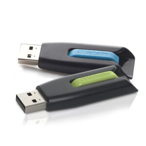 verbatim 99127 store 'n' go v3 usb 3.0 flash drives (32gb; 2 pk; blue/green)