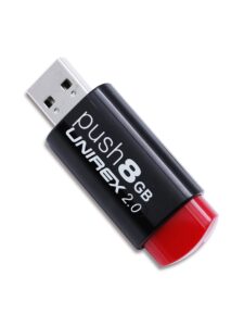 unirex usfp-208s push usb 2.0 flash drive, retractable, 8gb, black & red