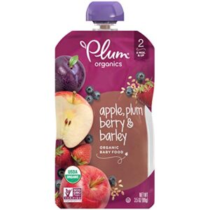 plum organics stage 2 organic baby food, apple, plum, berry & barley, 3.5 ounce pouch (pack of 6)