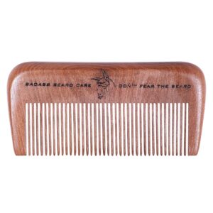 badass beard care wood beard comb for men - fine tooth, anti-static