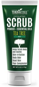 tea tree oil exfoliating scrub with bamboo charcoal, neem oil & natural pumice by oleavine theratree