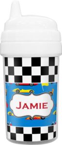 personalized checkers & racecars toddler sippy cup