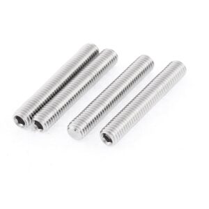 uxcell m8x50mm metric 304 stainless steel hex socket set flat point grub screws silver tone for towel rack door knob 4pcs