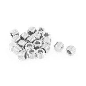 uxcell m10x8mm metric 304 stainless steel hex socket set flat point grub screws silver tone for towel rack door knob 20pcs