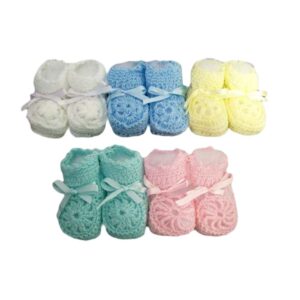 babygoods knitted crochet booties - newborn size 12 pairs pack - mixed colors - free usa shipping- (00215c) *