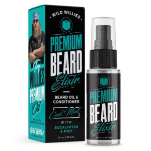 wild willies premium beard oil & conditioner natural, organic ingredients promote fast beard growth, removes itch & dandruff - deep softener treatment restores moisture - 2 oz, cool mint scent