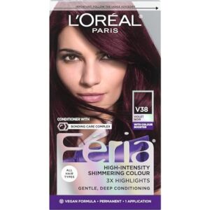 l'oreal paris feria multi-faceted shimmering permanent hair color hair dye, v38 violet noir (intense deep violet)