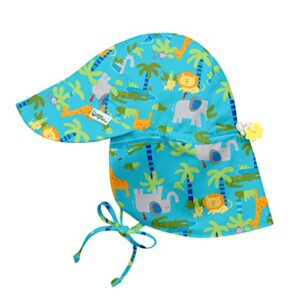 i play. baby boys' flap sun protection hat, aqua jungle, 0-6 months