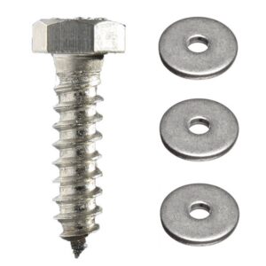 fastener pro 1/4 x 1-1/4-inch hex head lag screw kit, 18-8 (304) stainless steel, 10-pack (10 lag screws + 10 flat washers)