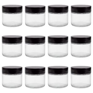 cornucopia brands 2oz straight sided clear glass jars (12 pack), airtight cosmetic jars for creams, balms & aromatherapy