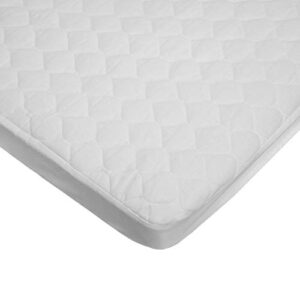 tl care waterproof fitted porta/mini crib mattress protector, quilted cotton and noiseless mini crib pad cover, white, 38" x 24"