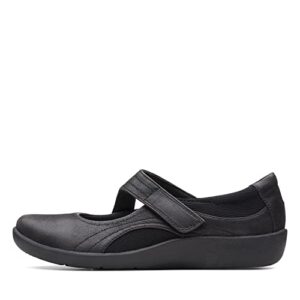 clarks womens sillian bella mary jane flat, black, 8.5 wide us