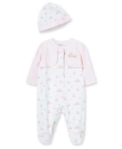 little me baby clothes & outfits - girls one piece hat & footed sleeper pajamas - preemie , baby bunnies