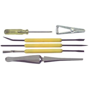 parts express 6 piece soldering tool accessory kit with heat sink and tweezers