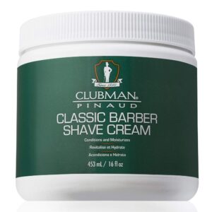 clubman pinaud classic barber shave cream, moisturizing and conditioning for smooth shave, professional quality for all beard types, 16 fl oz, 1-pack