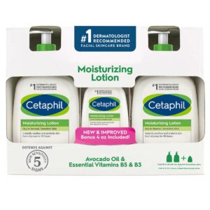 cetaphil lotion - 3 pack - contains two 20 oz lotions and one 4 oz lotion (great for travel) - 44 oz total