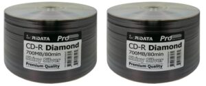 two ridata pro cd-r 52x 700mb/80min 50 pack diamond silver shinny premium quality 100 discs