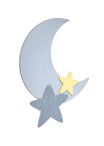 nojo little love separates collection - 16” weathered grey star and moon shaped wall art, nursery, bedroom or playroom décor