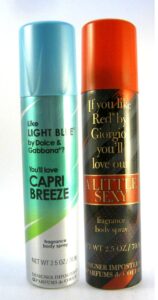 parfums de coeur designer imposters women body spray 2.5 oz bundle: (capri breeze/a little sexy)