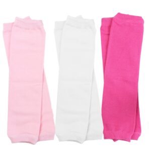 judanzy 3 pair baby girl leg warmers solid hot pink, solid white & pink (newborn)