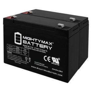 mighty max battery 6v 12ah f2 sla battery for csb gp6120, gp 6120 ups - 2 pack