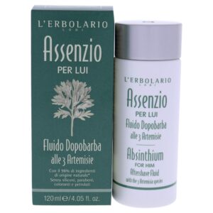 l'erbolario absinthium aftershave fluid - absinthium, tarragon and genepy - triple toning, moisturizing and astringent action - leaves skin feeling fresh, compact and nourished - for men - 4.05 oz