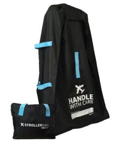 bububee 'elua xl double stroller gate check travel bag (black & aqua)