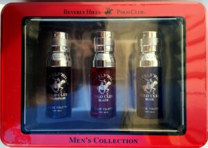 beverly hills polo club men's collection 3-cologne gift set with deluxe tin gift box (colognes may vary)