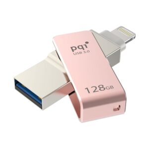 iconnect mini [apple mfi] 128 gb mobile flash drive w/ lightning connector for iphones ipads mac & pc usb 3.0 (rose gold)