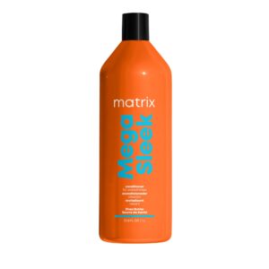 matrix mega sleek conditioner | smoothing, anti-frizz, detangling | for dry, damaged & frizzy hair | salon professional conditioner | with shea butter | vegan