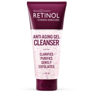 retinol anti-aging gel cleanser – gently cleans impurities from pores & exfoliates for soft, smooth skin – antioxidant-rich micro-beads w/ vitamin a & e maximize renewing benefits of retinol