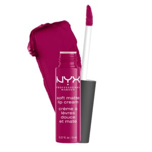 nyx professional makeup soft matte lip cream, lightweight liquid lipstick - madrid (cranberry red)