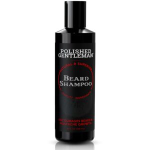 polished gentleman beard shampoo & face wash - 8oz, refreshing with peppermint, tea tree & argan oils for thicker, softer beard