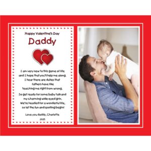 first valentine's day poem gift from baby to daddy, 8x10 inch print personalized with names and photo