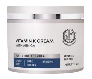 vitamin k cream- moisturizing bruise healing formula. dark spot corrector for bruising, spider veins & broken capillaries. reduces under eye dark circles, fine lines, puffiness, & wrinkles.