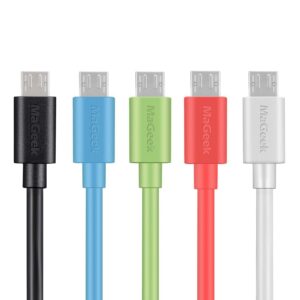 mageek micro usb cable, [3.3ft/5-pack] fast charge mobile phone charging cord data cables for samsung, motorola, lg, google, nokia and more(5 colors)